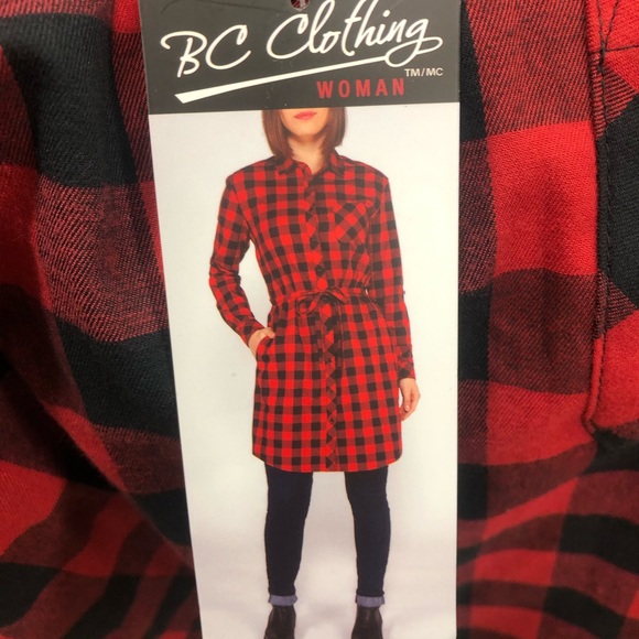 BC Clothing | Dresses | Bc Clothing Womens Plaid Dress Red And Black ...